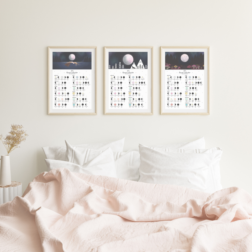 Wild Swimming 2025 Lunar Calendar A4 Print – Luna and Fern